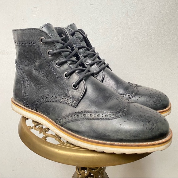 Crevo | Shoes | Crevo Boardwalk Black Leather Brogue Wingtip Boots ...